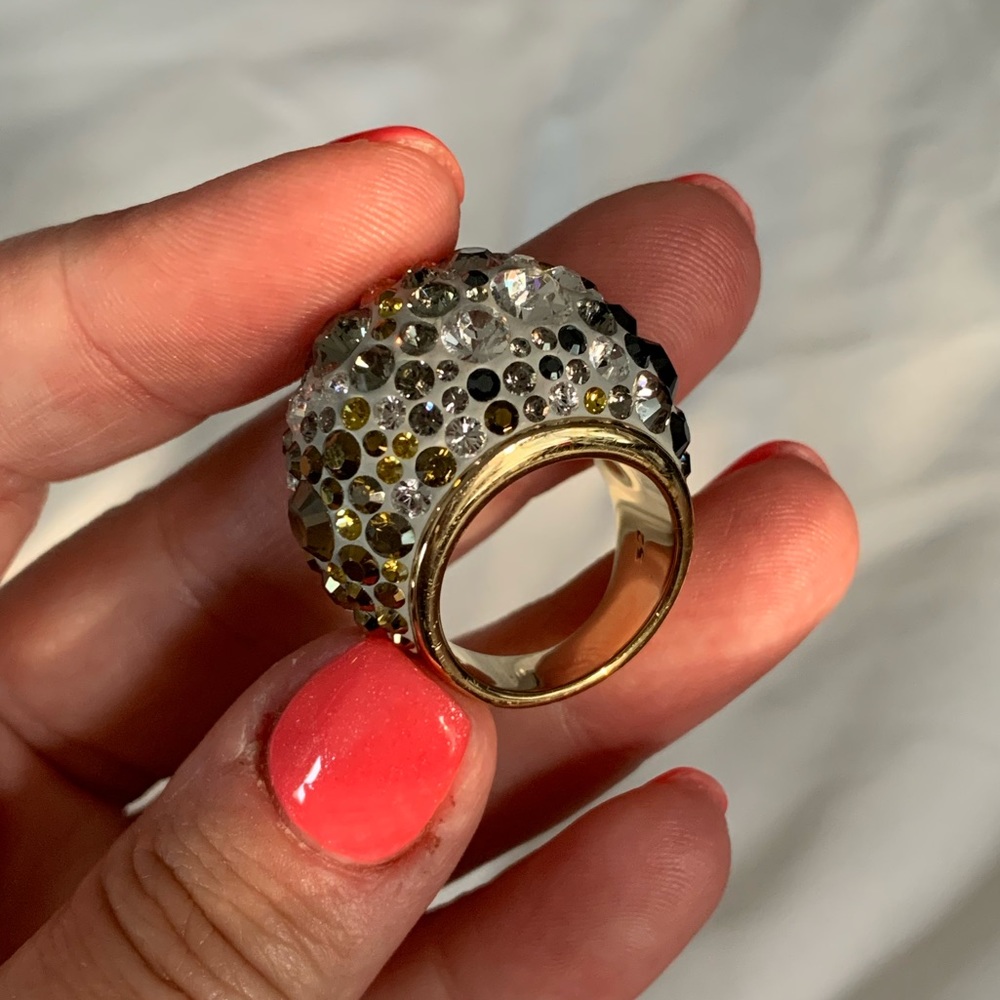 Swarovski Gold Pave Crystal Ring - Gem